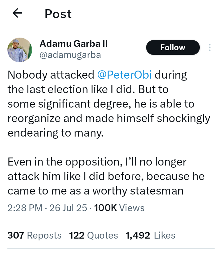 “Despite My Attacks on Peter Obi During 2023 Election, He Became ...