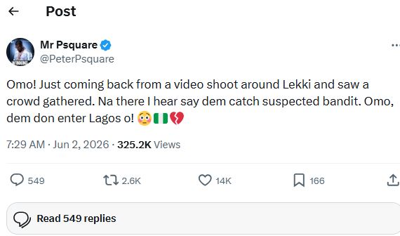 ‘Bandits Don Enter Lagos?’ — Mr P Sparks Debate After Reacting to ...